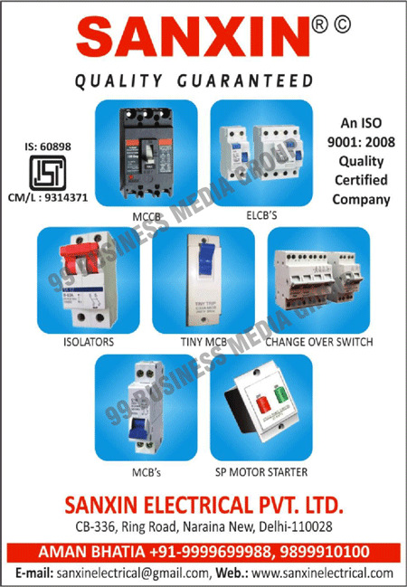 MCCBs | ELCBs | Isolators | Tiny MCBs | Changeover Switches - Sanxin ...